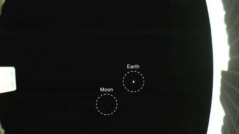 Image of Earth and the Moon from NASA’s Marco B (Mars Cube One ...