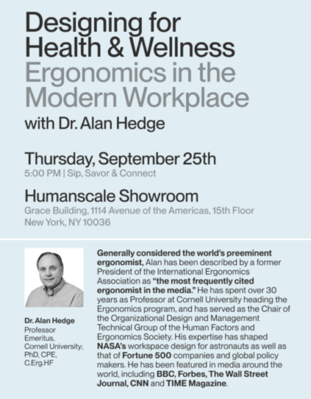 Dr. Alan Hedge at Humanscale NYC | September 25 - officeinsight